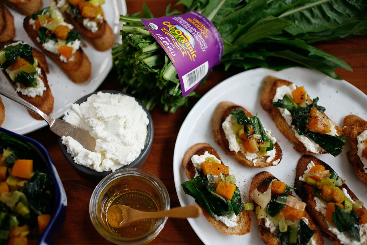 Bruschetta w/ Dandelion Greens & Butternut Squash | Cal-Organic