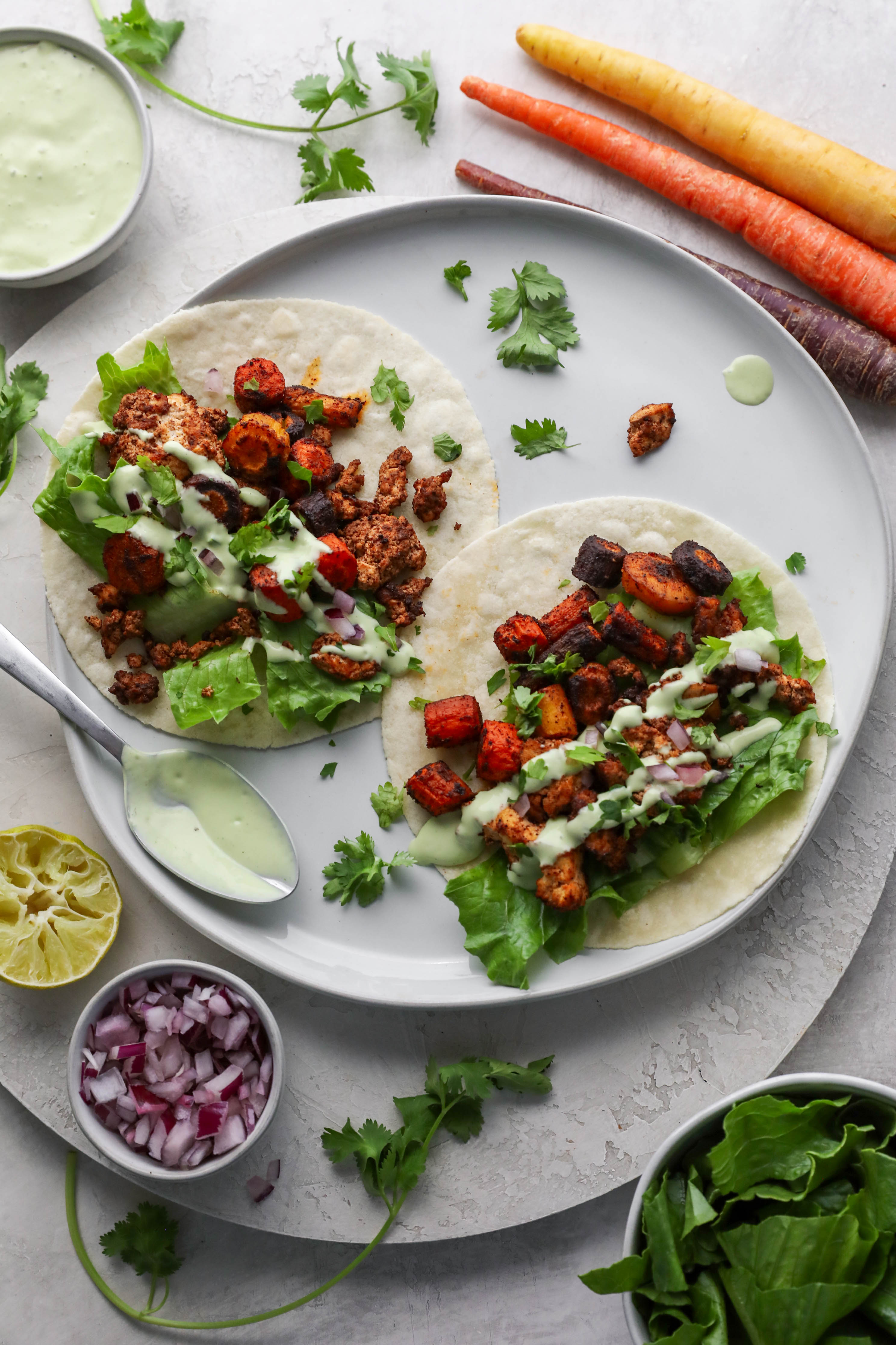 Roasted Rainbow Carrot & Tofu Tacos | Cal-Organic Farms